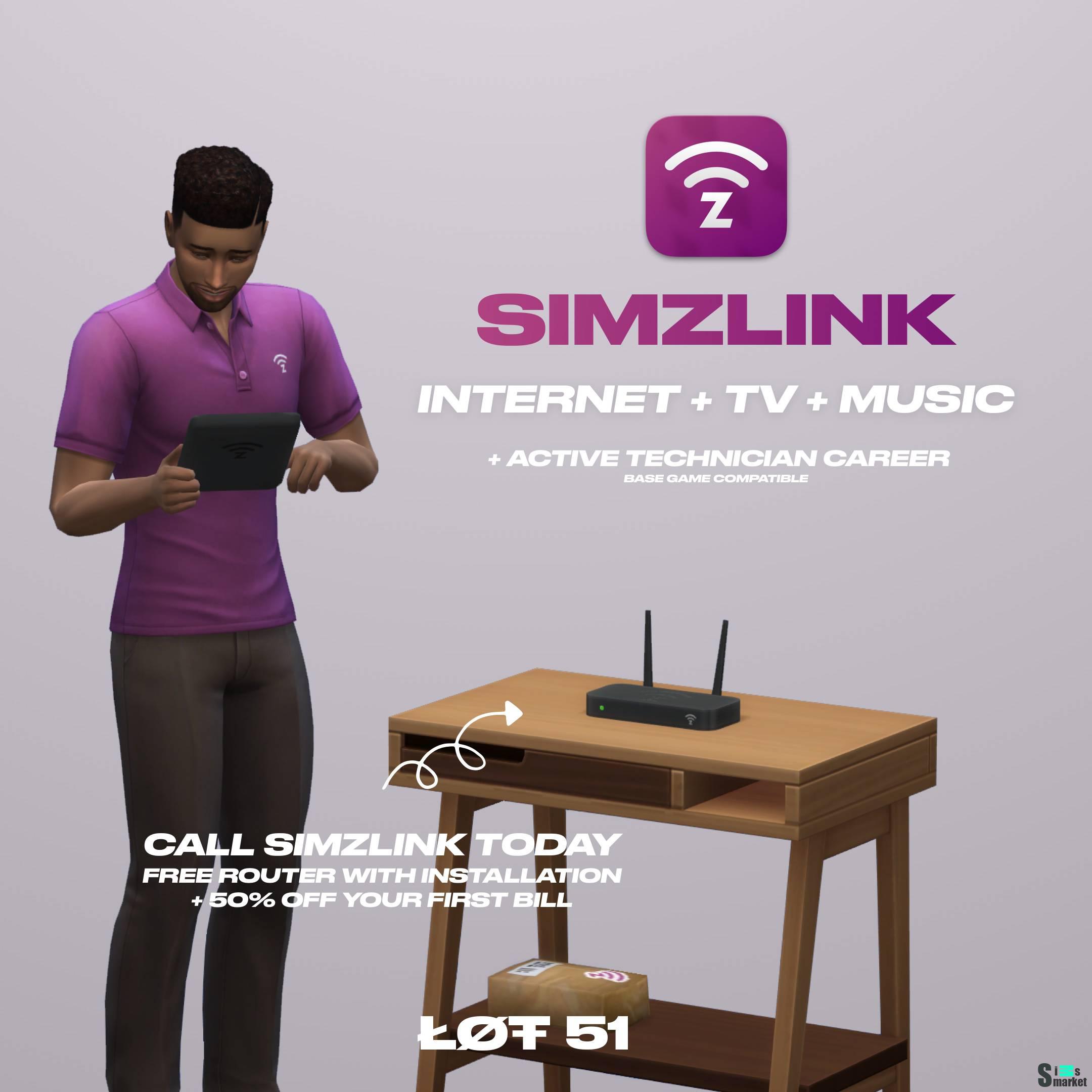 Simzlink Mod by Lot51.CC для Симс 4. Скачать мод
