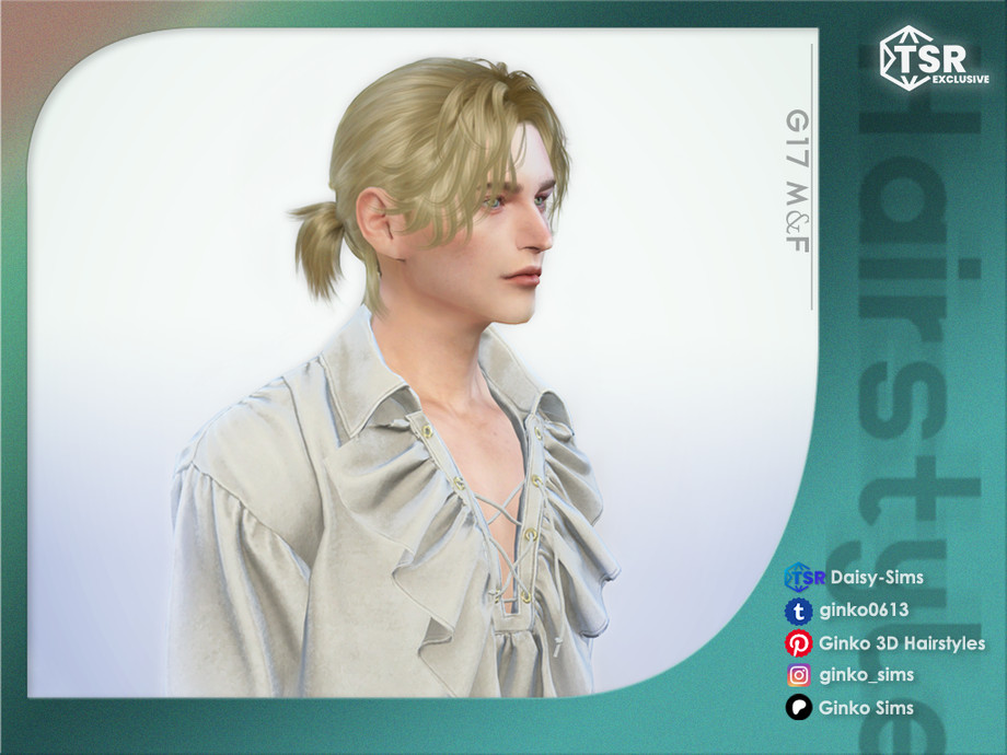 Daisy-Sims - Low Ponytail Hair with Curtain Bangs для Симс 4. Скачать мод