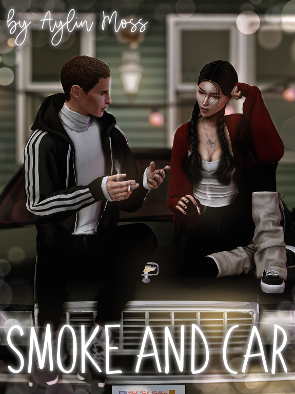 Posepack "Smoke and car" от Aylin Moss для Симс 4. Скачать мод